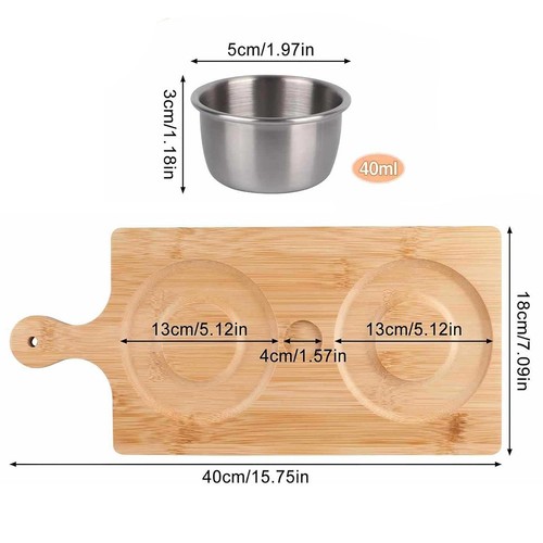 Double Tray Margarita Salt Rimmer Set Wood Construction with Steel Bowl ...