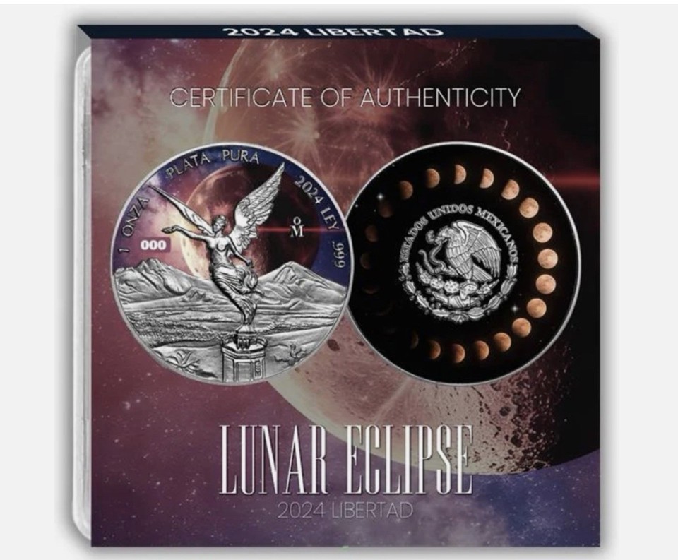 2024 Mexico Libertad Total Lunar Eclipse 1 oz .999 Silver Colorized ...