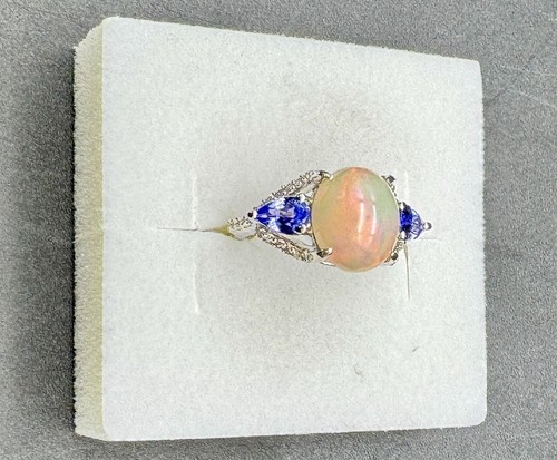 HSN Paul Deasy Ethiopian Opal, Tanzanite, & White Zircon S925 Ring Size ...