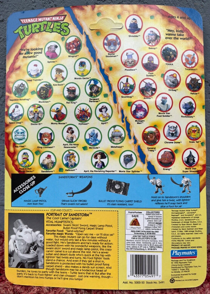 TMNT FIGURE 1993 - SANDSTORM - MINT & UNPUNCHED - PRISTINE CONDITION ...