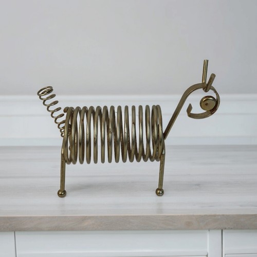 Brass Wire Coil Spring Animal Letter Bill Holder Organizer Vtg MCM Dog ...