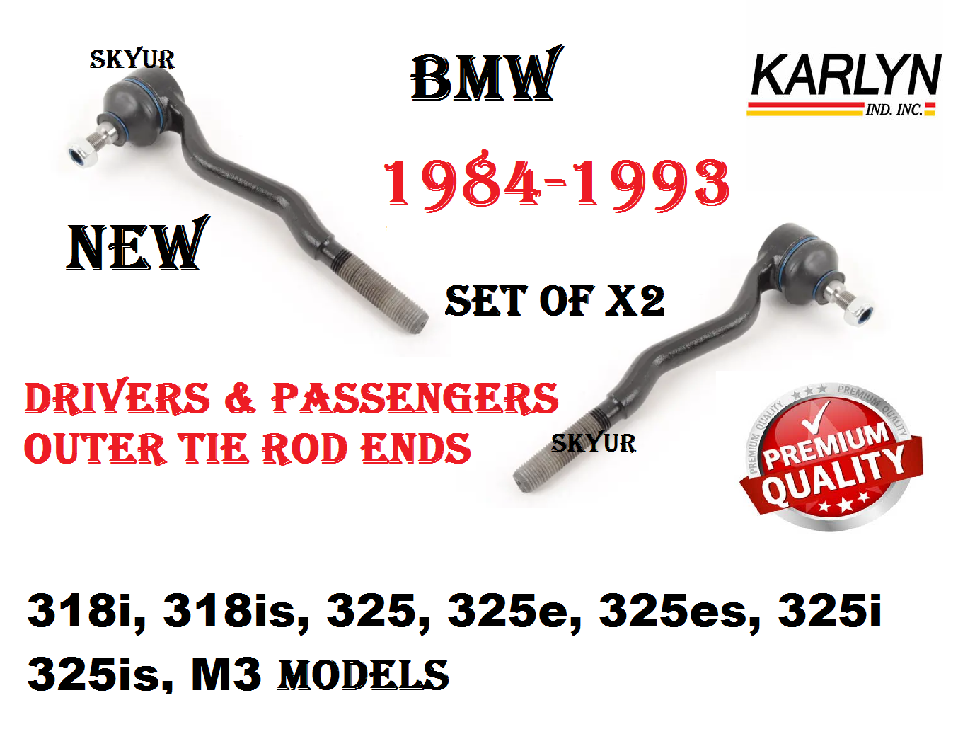Steering Left & Right Tie Rod End SET For BMW E30 318i 318is 325i 325is ...