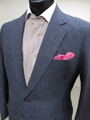 Tailored Sport Coat 38 39 S Blue Silk & Wool Hand Made Alexandre Savile ...