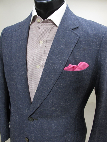 Tailored Sport Coat 38 39 S Blue Silk & Wool Hand Made Alexandre Savile ...