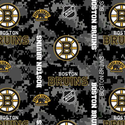 Boston Bruins Fleece Fabric with Digital Camo Design-NHL Blanket Fabric ...