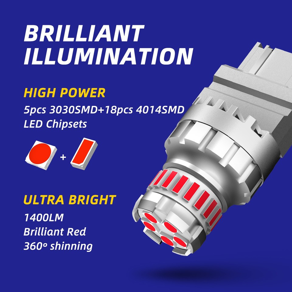 3157 Red LED Strobe Flash Brake Blinking Tail Stop Light Parking Bulb ...
