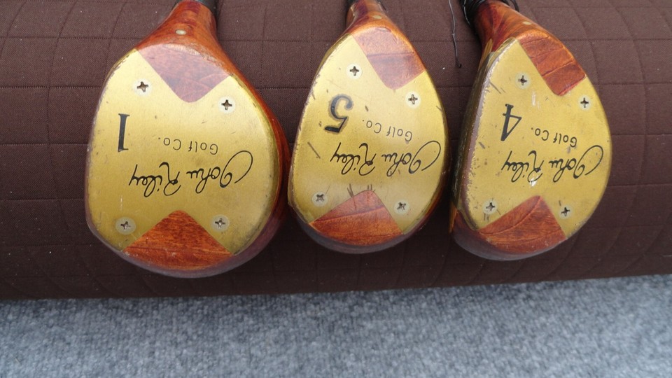 Vintage John Riley Golf Co. Clubs Woods 1, 4, 5 Steel Shaft Flex R, RH ...