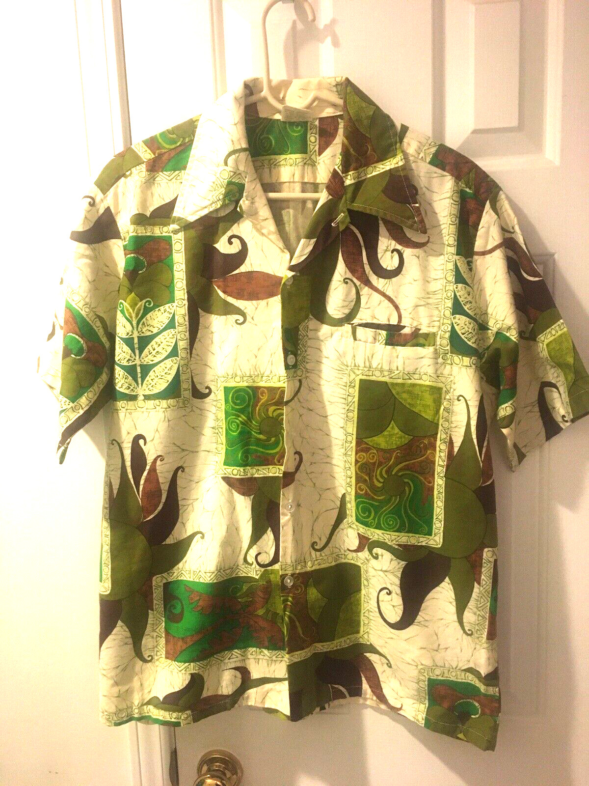 1970’s Men's BAREFOOT in PARADISE Green Hawaiian Shir… - Gem