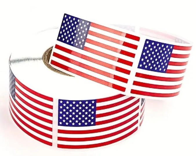 250ct roll American Flags Stickers, USA Theme Decor Independence Day ...
