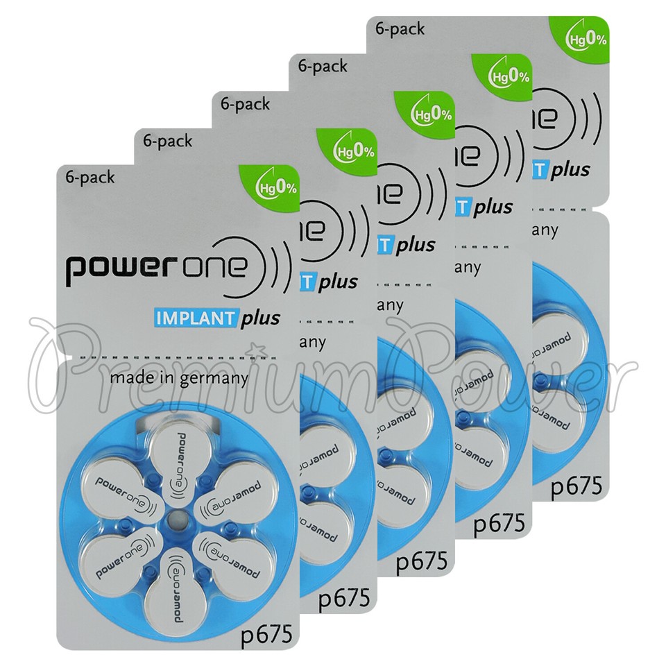 30 cells x Power One P675 Size Implant Plus batteries Cochlear Hearing ...