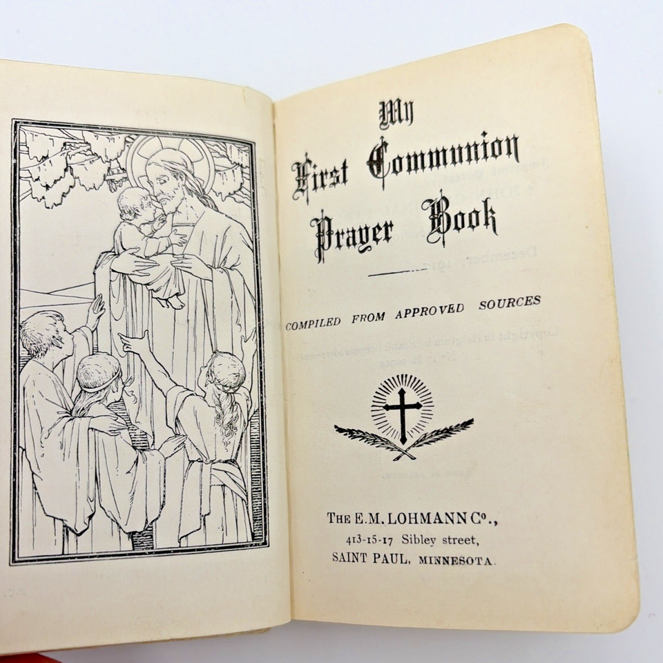 My First Communion Prayer Book E. M. Lohmann Crucifix Celluloid Made In ...