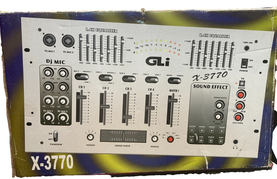 DJ Professional Mixer GLi Model Number X-3770 4-channel (This unit is ...