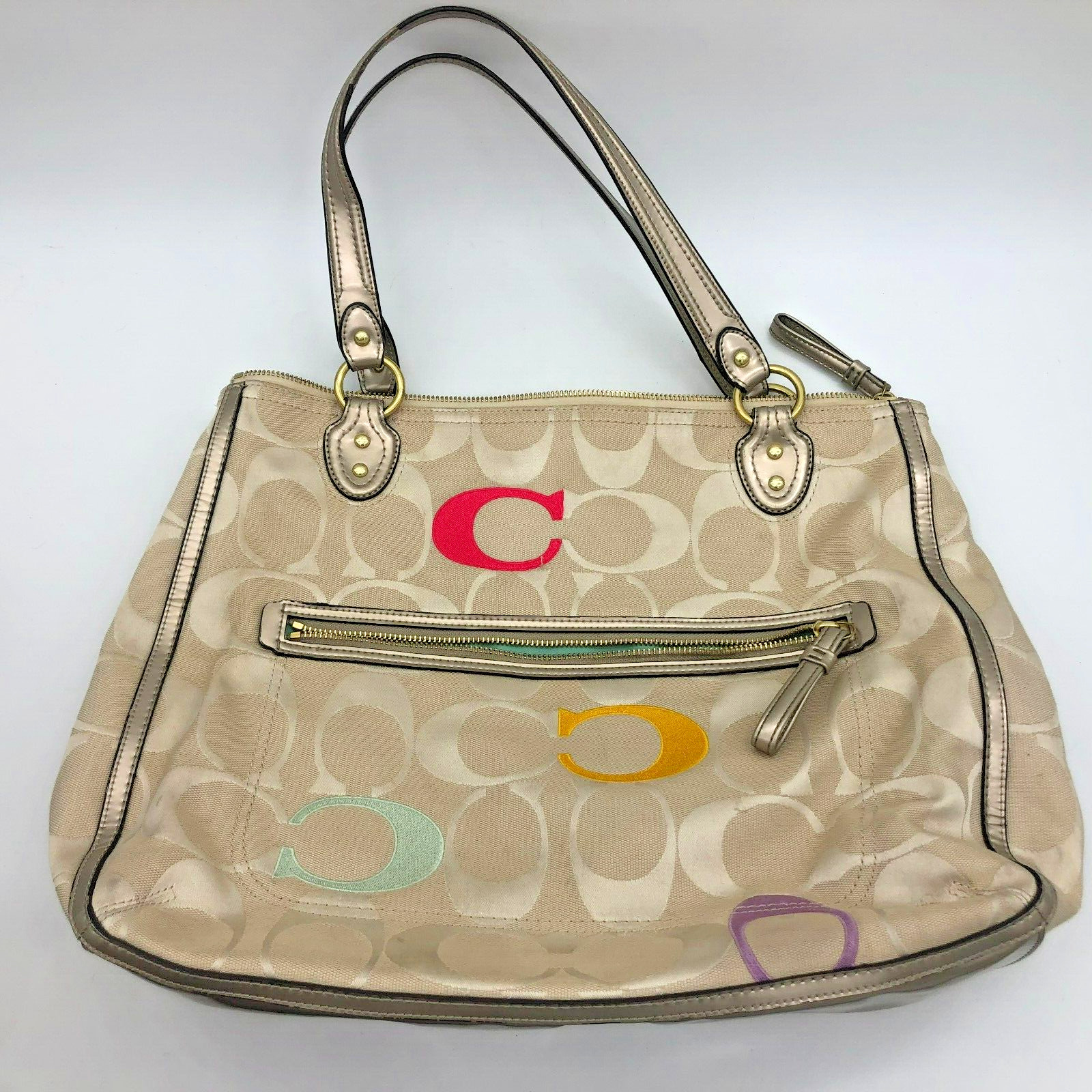 COACH Large Shoulder Strap Tote Handbag Zippered Pock… - Gem