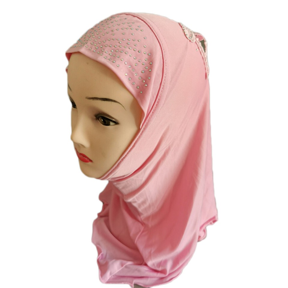 Kids Girls Muslim Turban Islamic Hijab Arab Underscarf Headwear Shawl ...