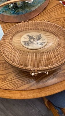 Nantucket Scrimshaw Duck Purse Handcrafted Woven Basket Excellent ...