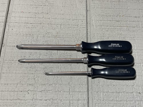 🇺🇸 SNAP ON Tools Phillips Screwdriver Set Lot Black Slotted SSD 2,3,4 ...