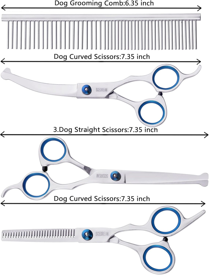 Dog Grooming Scissors for Dogs with Safety round Tips, 5 in 1 Dog ...