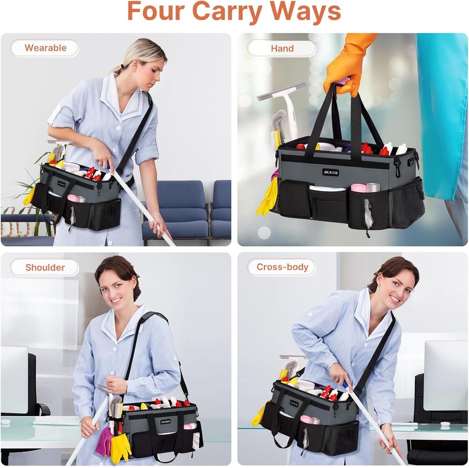 Large Wearable Cleaning Caddy Bags,Cleaning Supplies Storage Bag with ...