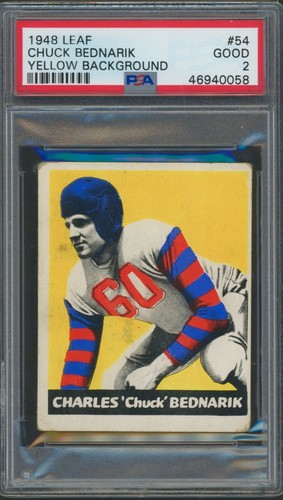 1948 Leaf #54 Chuck Bednarik PSA 2 💪💪 RC (Concrete Charlie Iconic ...