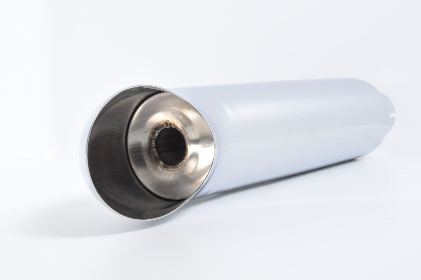 Universal motorcycle muffler side curved for Chopper S/steel chrome ...