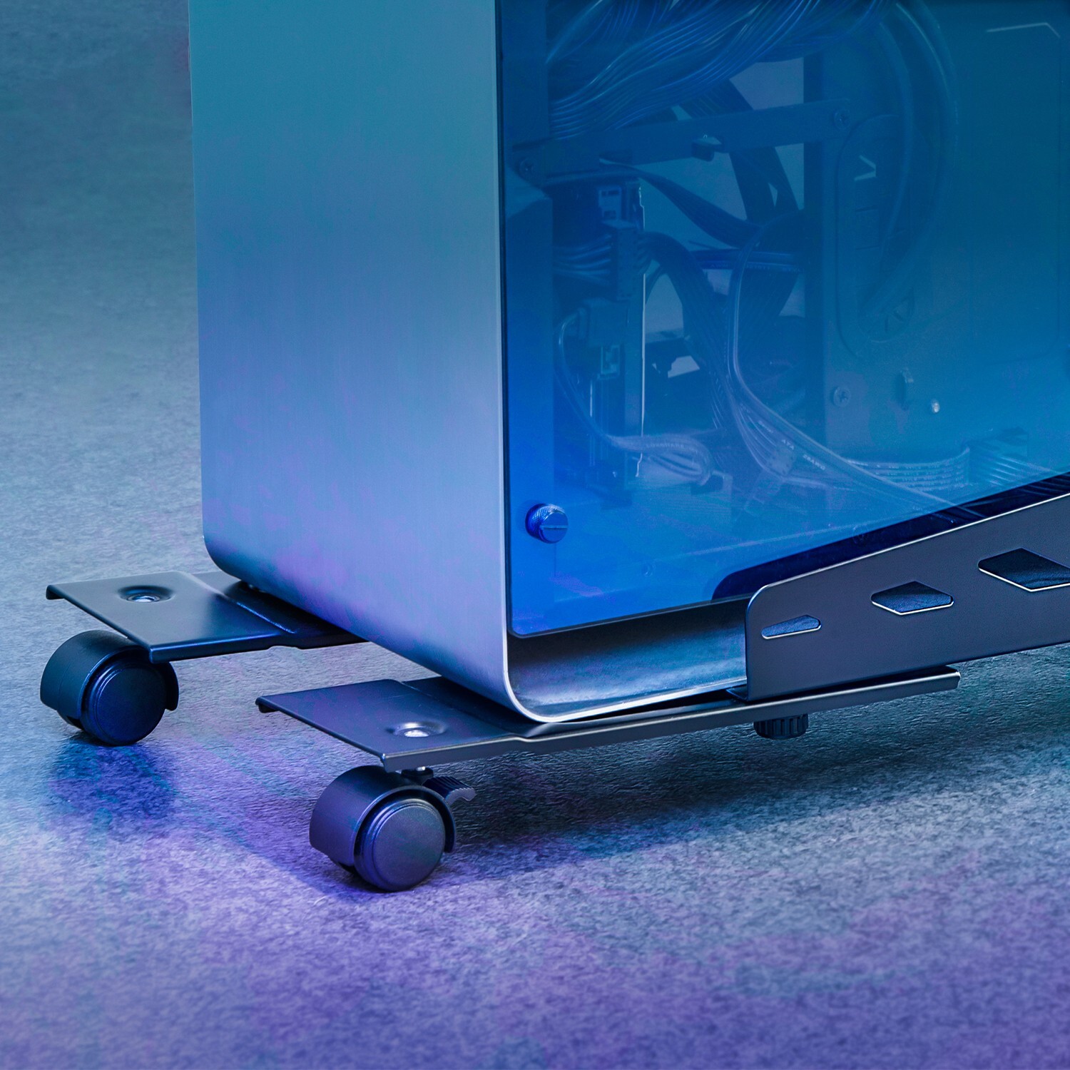 Mobile CPU Holder Floor Trolley Heavy Duty 25kg Adjustable Computer PC ...