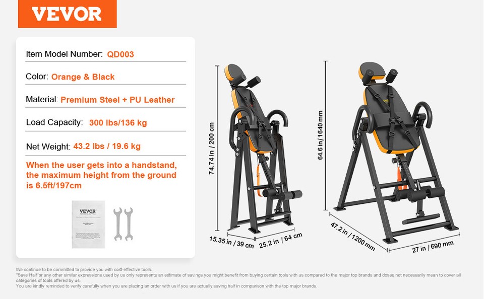 Inversion Table Decompression Back Stretcher Machine Strength Training ...
