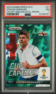 STEVEN GERRARD PSA 7 2014 PANINI PRIZM WORLD CUP CAPTAINS GREEN CRYSTAL ...