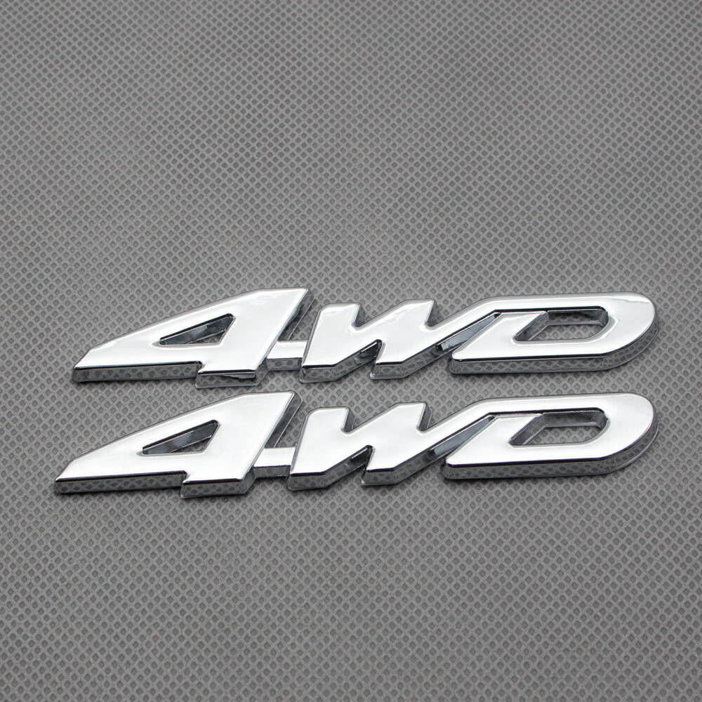 2Pcs Chrome Metal 4WD Off-Road Logo Emblem 4 Wheel Drive Badge Sticker ...