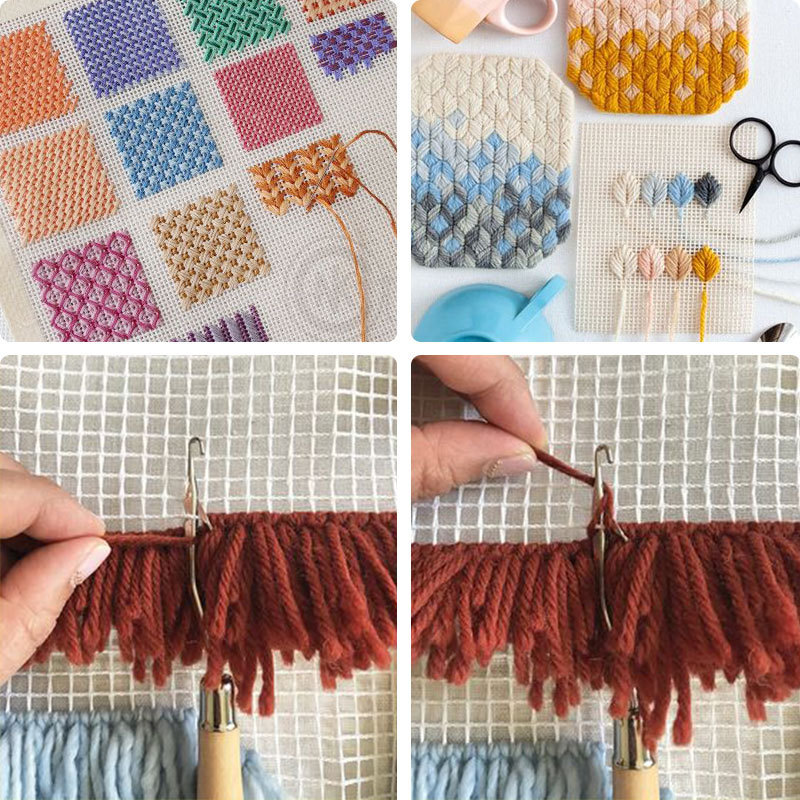 DIY Latch Hooking Kit Rug Mat Metal Hook Craft Embroidery Knitting Tool ...