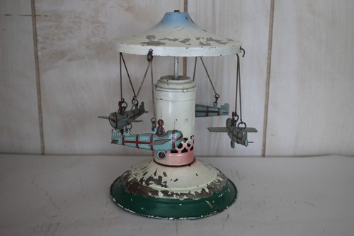 Antique Germany Hand Painted Tin Steam Engine Operated Airplane Merry ...