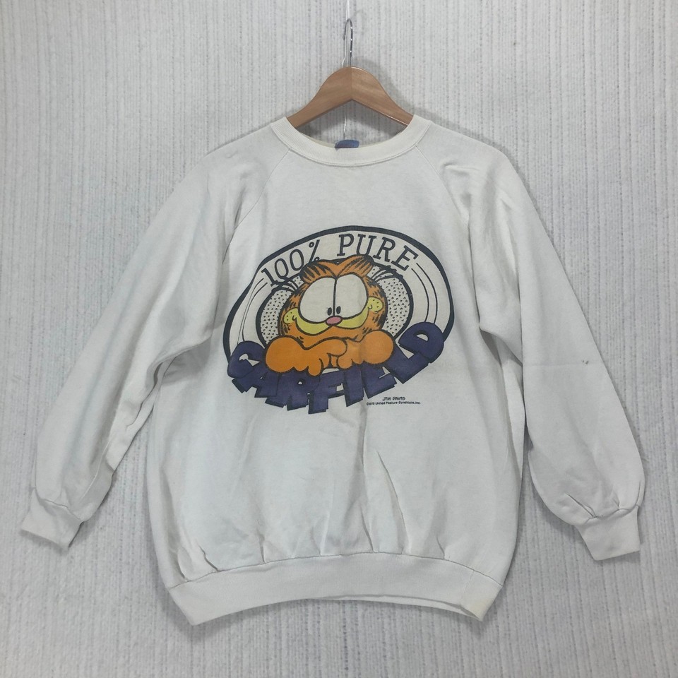 Vintage 1978 Garfield 100% Pure Cartoon Graphic Sweatshirt White Large ...