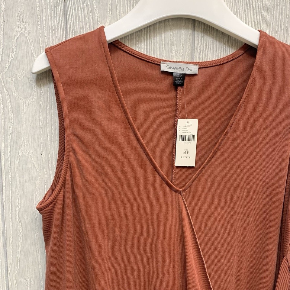 Samantha Dru Anthropologie Orange Rust Sleeveless Knot Wrap Dress MP ...
