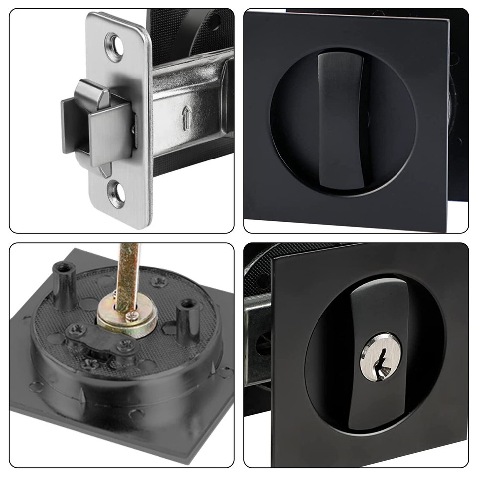Invisible Durable Door Locks Handle with Keys for Sliding Barn Wooden ...