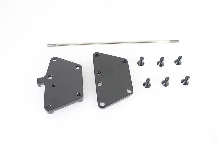 Black Extended Forward Control Adapter Plate Kit +3" Harley Softail FL ...