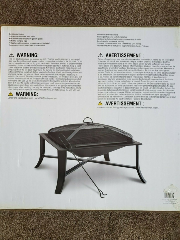 Ashland Black Fire Pit 24in Foyer Square - Brand New Sealed Box Pick-Up ...
