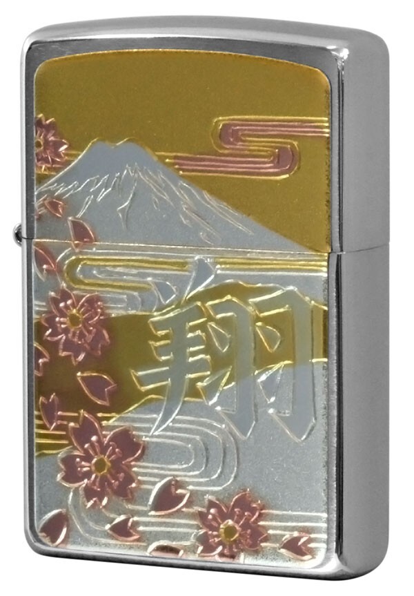 Zippo Oil Lighter Mt.Fuji Sakura Cherry Blossoms Kanji Electroformed ...