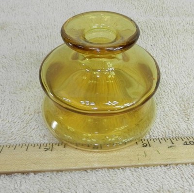 Vintage Dansk Designs Small Amber Glass Inkwell Bottle Candle Holder ...