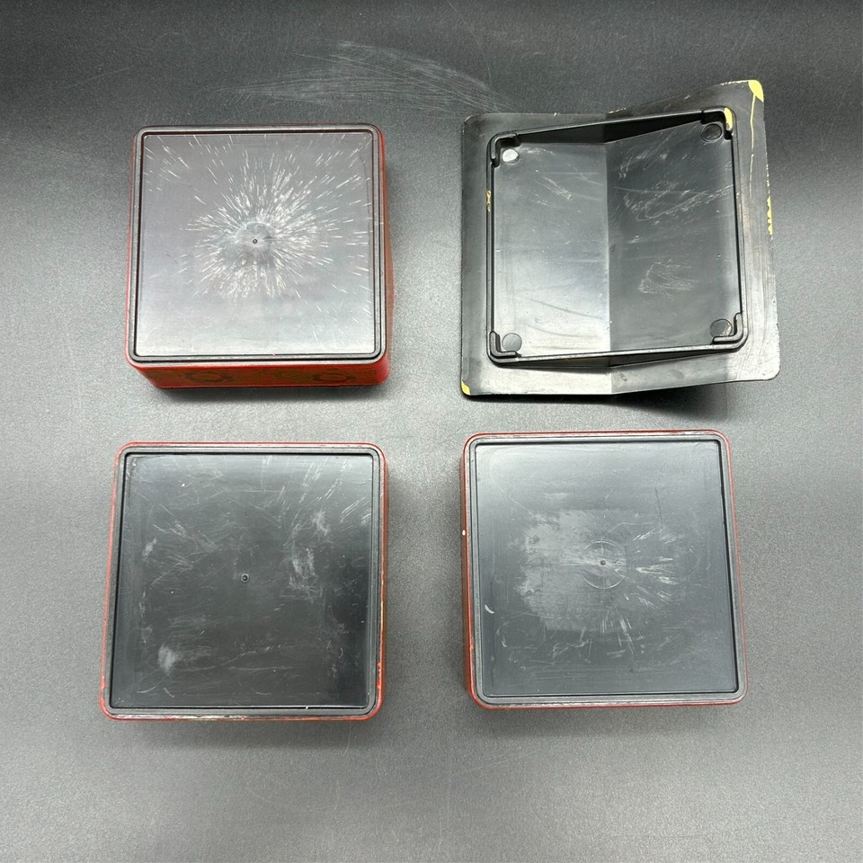 Vtg Red Plastic Faux Lacquer Flowered Stacking Pagoda Storage Box ...