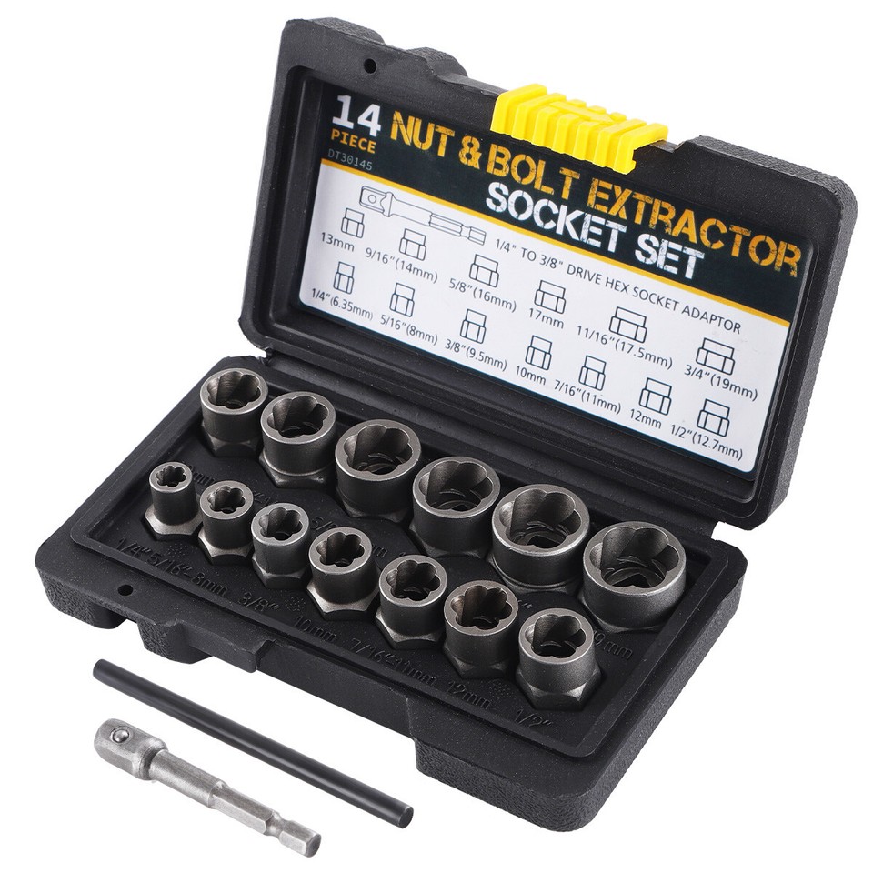 15PC Impact Bolt Nut Remover Extractor Socket Tool Set for Damaged ...