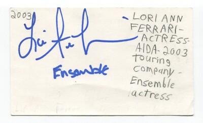 Lori Ann Ferrari Signed 3x5 Index Card Autographed Actress Aida | eBay