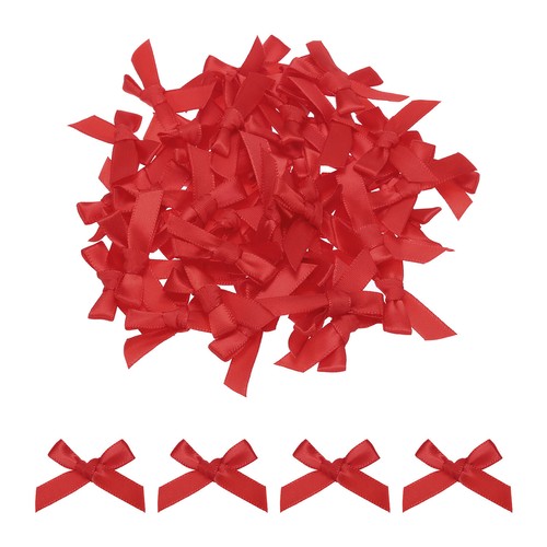 50Pcs Mini Ribbon Bow 1.8 inch Mini Fabric Satin Ribbon Dark Red ...