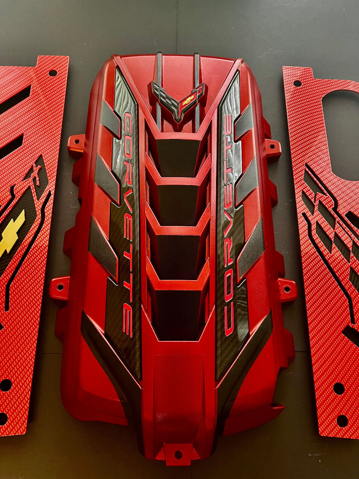 2020/24 CORVETTE C8 ENGINE TORCH RED CARBON FIBER APPEARANCE PKG. NEW ...