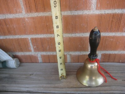 Vintage 4" Diameter x 7" Ht. MEDIUM ** Brass Teacher School Hand Bell ...