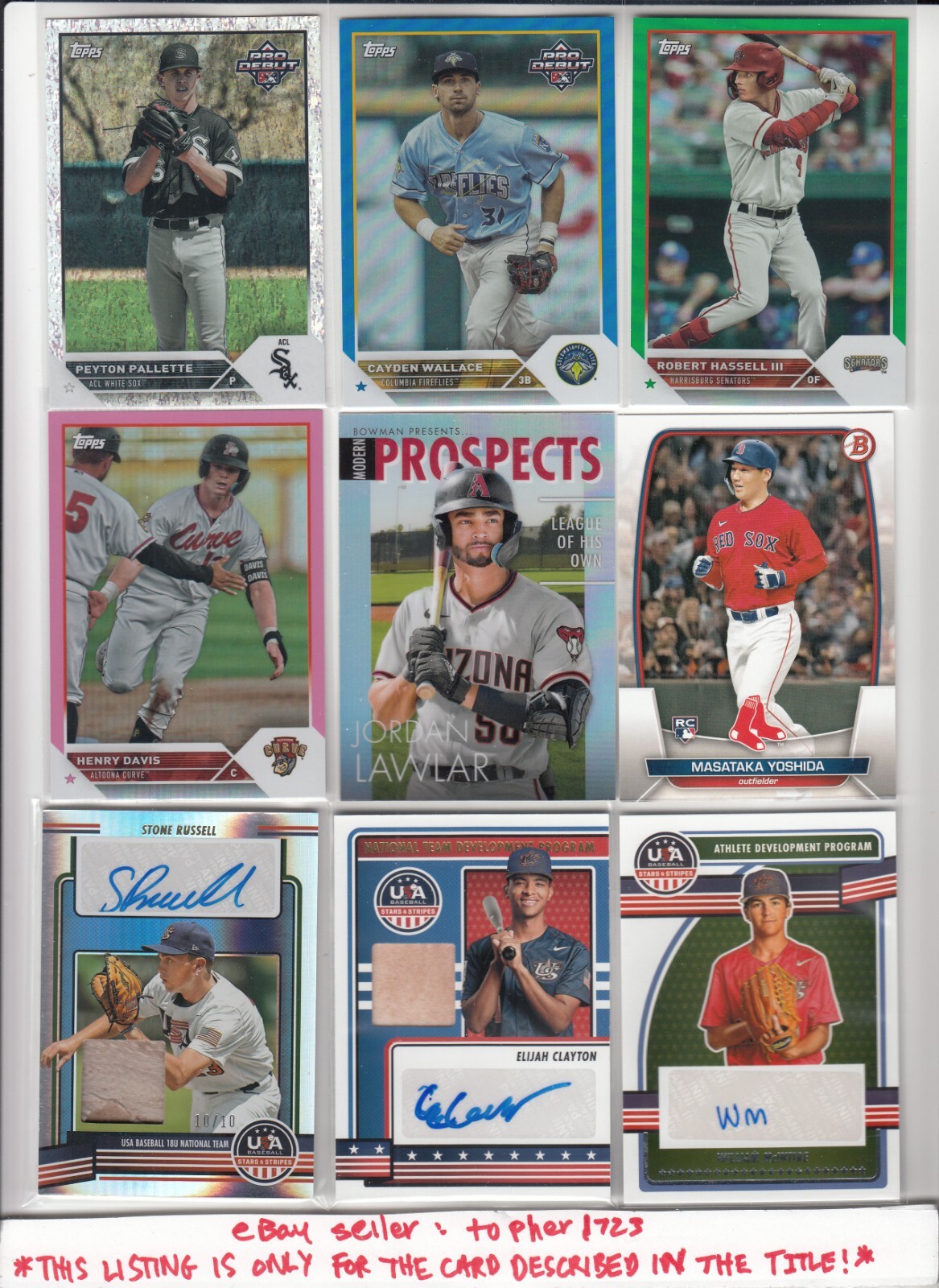 2023 Panini Stars & Stripes Autograph STONE RUSSELL Batting Glove/Auto ...