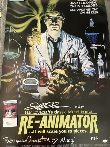 RE-ANIMATOR Jeffery Combs BARBARA CRAMPTON SIGNED 23X35 Poster JSA COA ...