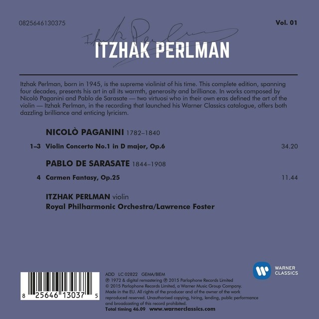Paganini: Violin Concerto No. 1; Sarasate: Carmen Fantasy by Itzhak ...
