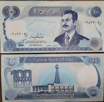 Authentic Saddam Hussein 100 Iraqi Dinars Banknote Money/Currency. | eBay