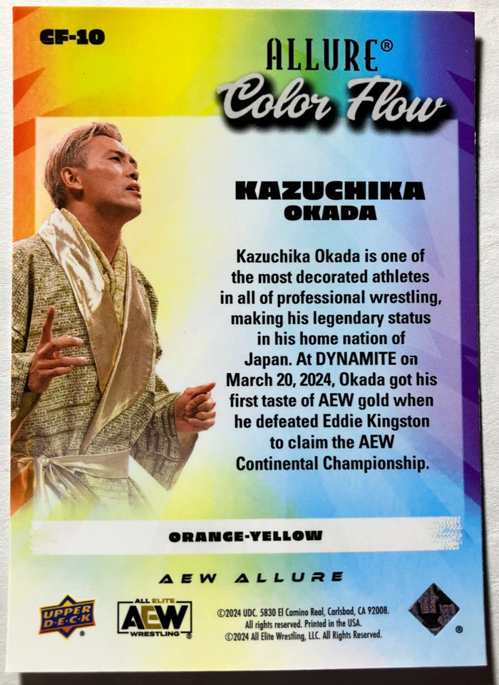2024 Upper Deck Allure AEW Color Flow Orange-Yellow #CF10 Kazuchika ...
