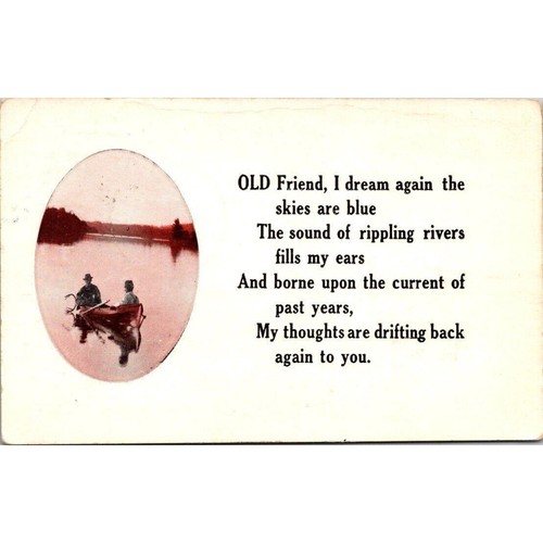 Vintage Postcard Old Friend Poem Boat on Lake Postmarked 1915 | eBay