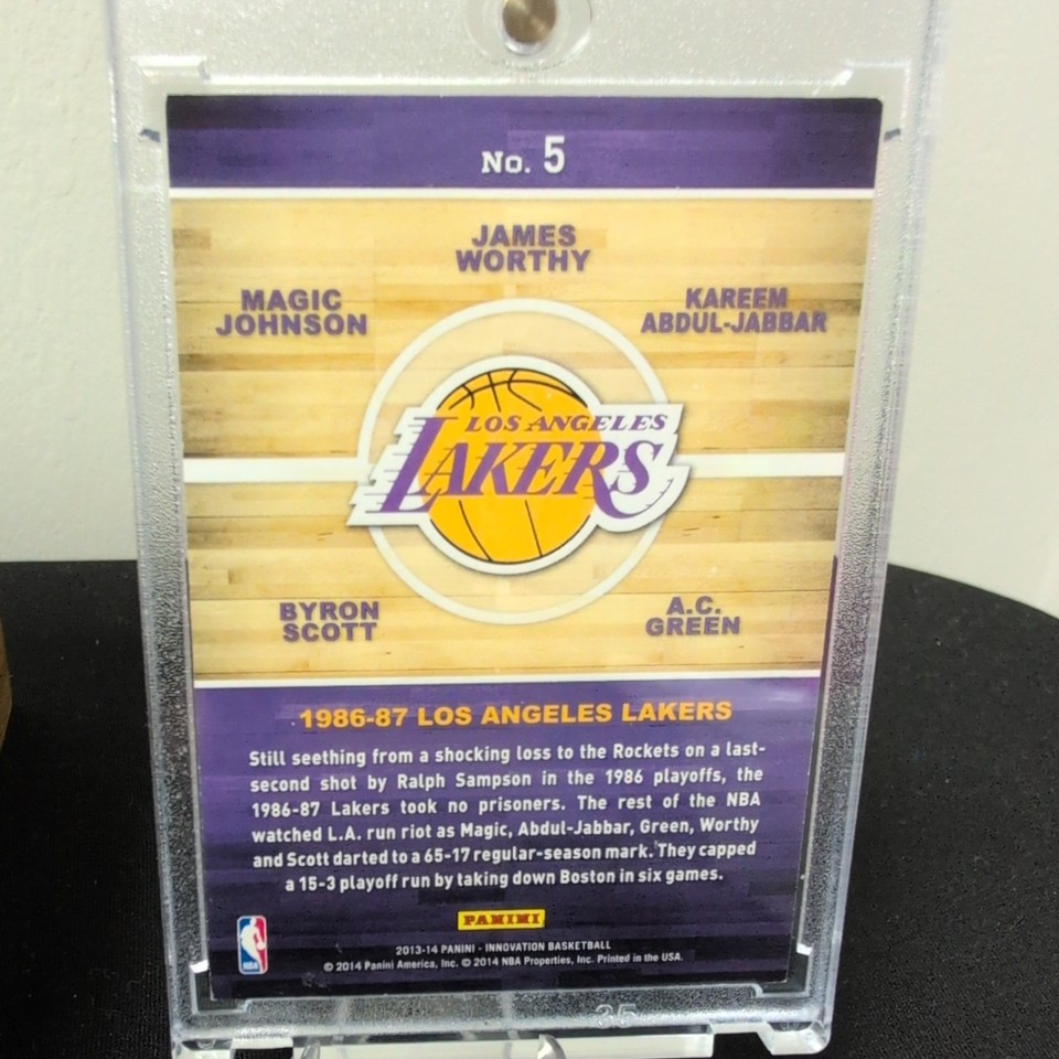 2013 Lakers Starters Legends Kareem Byron Scott James Worthy Magic ...